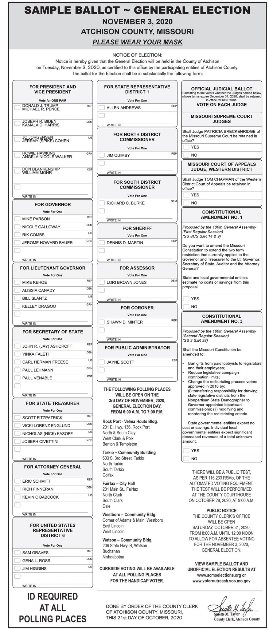 Atchison County voters to vote safely - Farmer Publishing